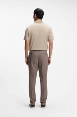 BOSS Zipper-neck Polo Shirt In A Cotton-silk Blend