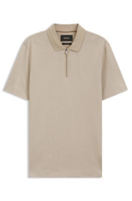 BOSS Zipper-neck Polo Shirt In A Cotton-silk Blend