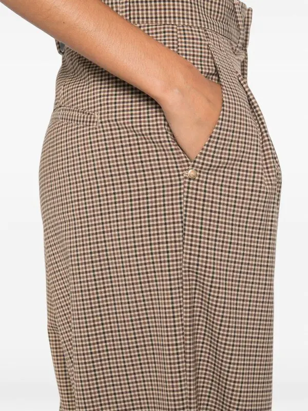 WHITE SAND Checked Wide-leg Trousers