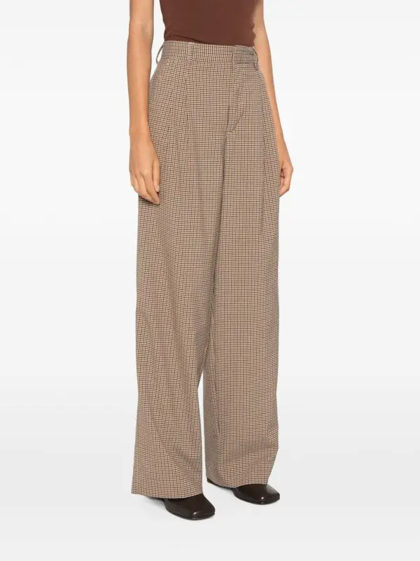 WHITE SAND Checked Wide-leg Trousers