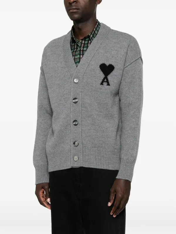 AMI Paris De Coeur Wool Cardigan