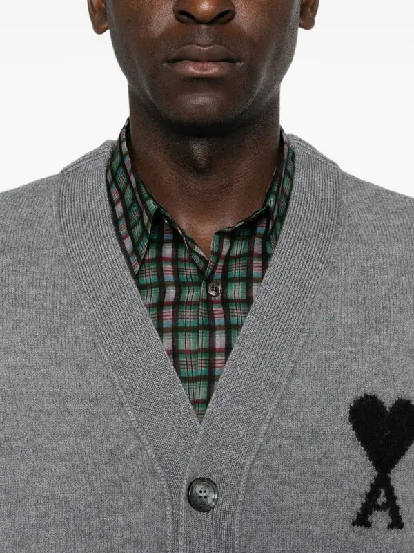 AMI Paris De Coeur Wool Cardigan