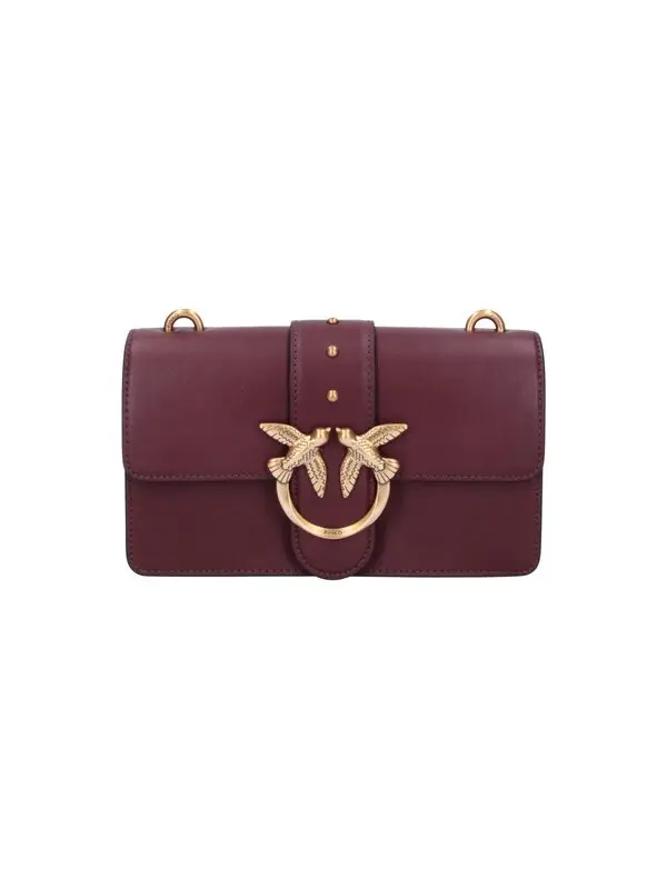 Pinko Leather Shoulder Bag With Bird Clasp - Red