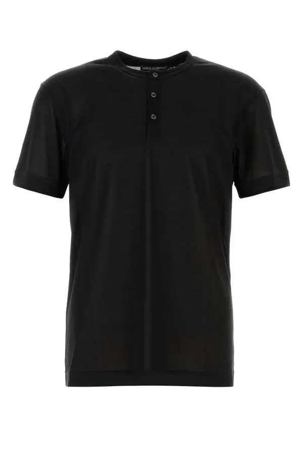 Dolce & Gabbana Blackless Silk T-shirt In Knitwear Finish - Black