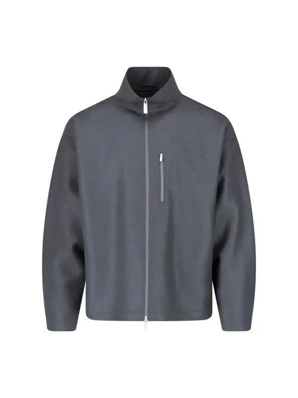 Herno Zip-front Wool Jacket With Stand Collar