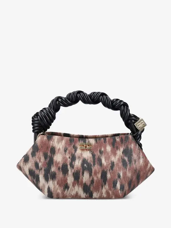 GANNI Tone-on-tone Mini Braided-handle Shoulder Bag With Embossed Logo Dice Charm - Marrone
