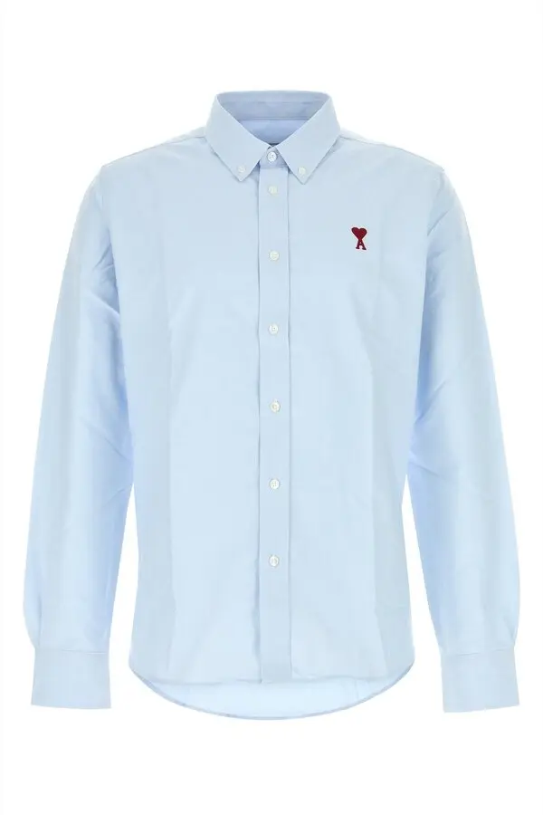 AMI Paris Cotton Button-down Shirt - Skyblue
