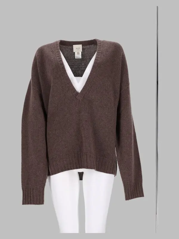 ALYSI Merino Wool And Cashmere Sweater - Brown