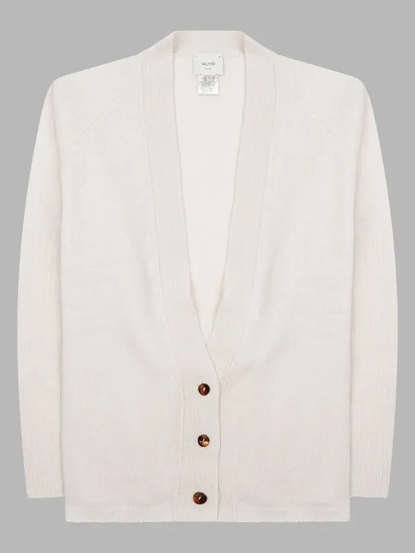 ALYSI Merino Wool & Cashmere V-neck Sweater - White