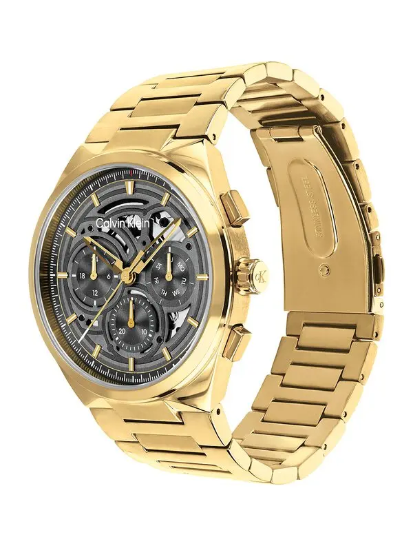 Calvin Klein Skeleton Dial Chronograph Bracelet Watch - Grey