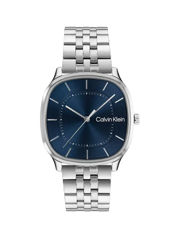 Calvin Klein Rounded Case Sunray Dial Watch - Blue
