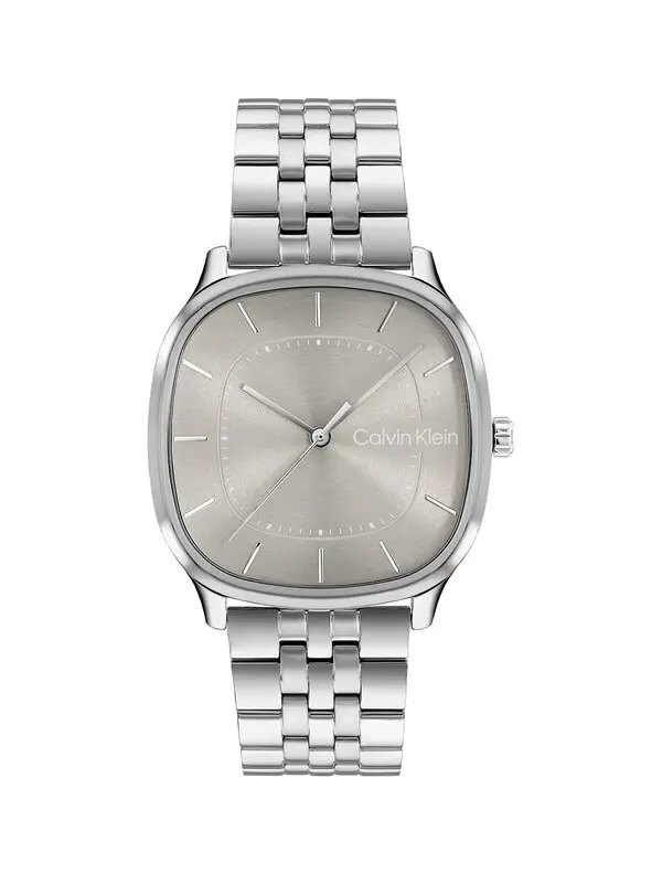 Calvin Klein Rounded Case Sunray Dial Watch - Grey