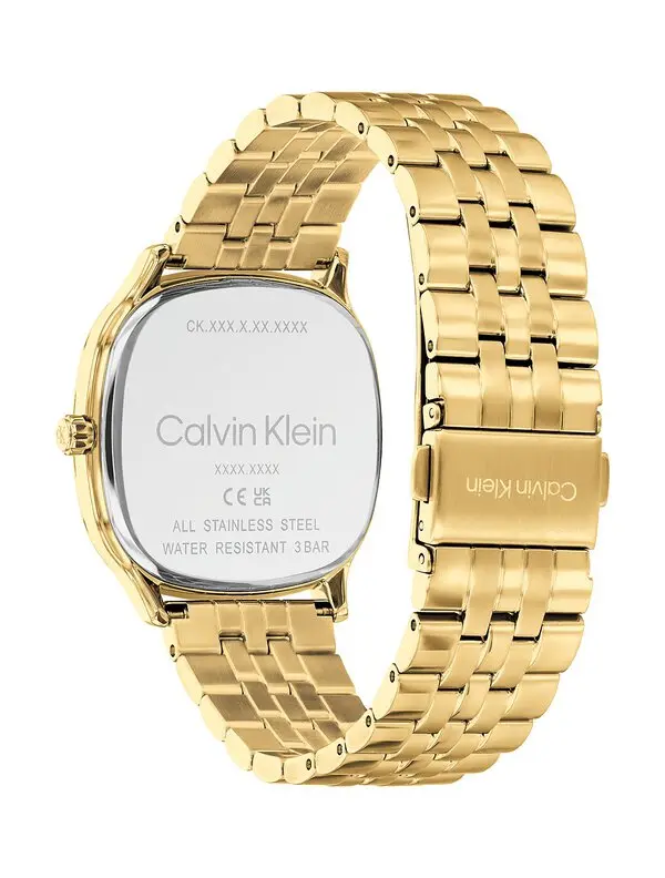 Calvin Klein Rounded Case Sunray Dial Watch - White