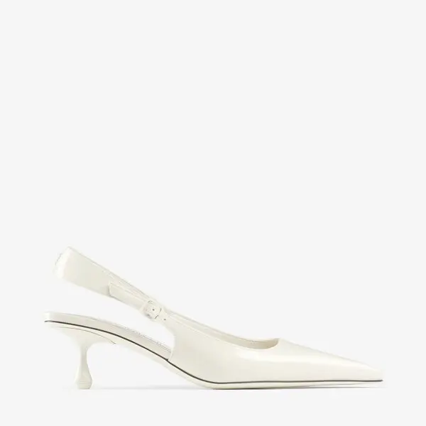 JIMMY CHOO Amel 50 Latte Patent Leather Pumps Cream