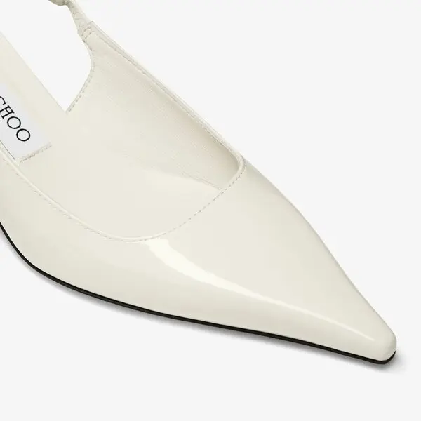 JIMMY CHOO Amel 50 Latte Patent Leather Pumps Cream
