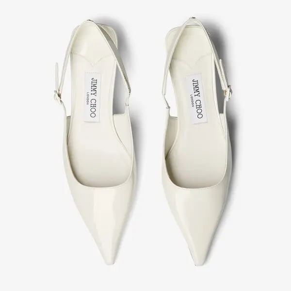 JIMMY CHOO Amel 50 Latte Patent Leather Pumps Cream