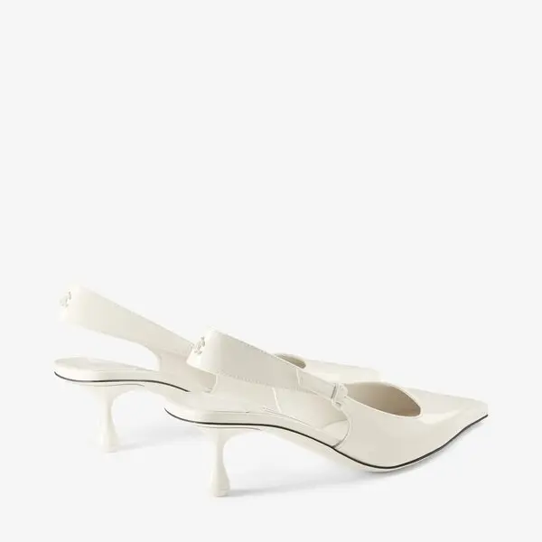 JIMMY CHOO Amel 50 Latte Patent Leather Pumps Cream