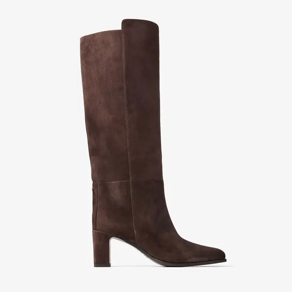 JIMMY CHOO Caly Knee Boot 65 Chocolate Suede Knee-high Boots Chocolate