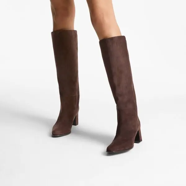 JIMMY CHOO Caly Knee Boot 65 Chocolate Suede Knee-high Boots Chocolate