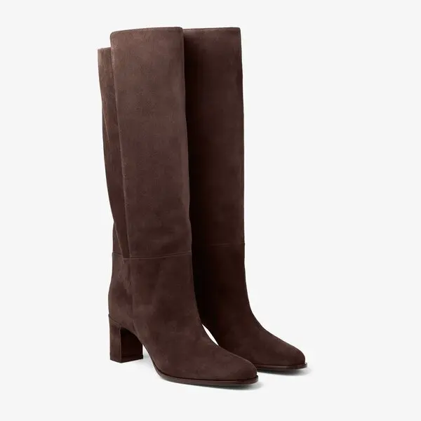 JIMMY CHOO Caly Knee Boot 65 Chocolate Suede Knee-high Boots Chocolate