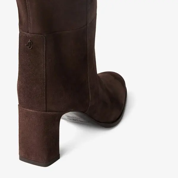 JIMMY CHOO Caly Knee Boot 65 Chocolate Suede Knee-high Boots Chocolate