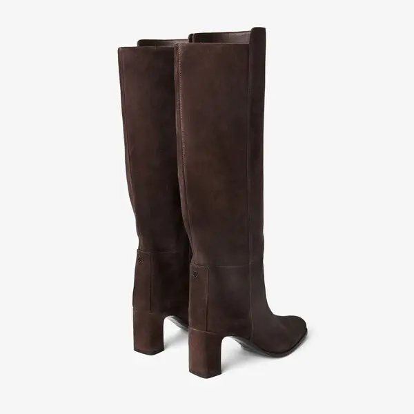 JIMMY CHOO Caly Knee Boot 65 Chocolate Suede Knee-high Boots Chocolate