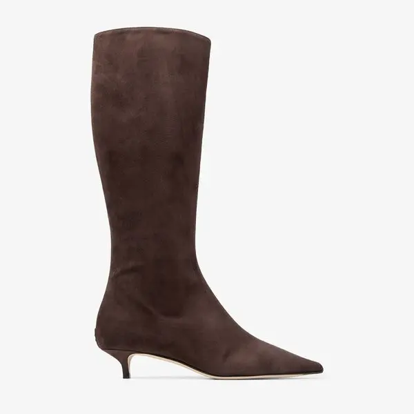 JIMMY CHOO Amis Knee Boot Chocolate Suede Knee High Boots Chocolate