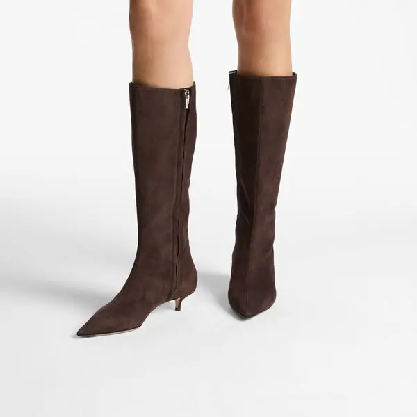 JIMMY CHOO Amis Knee Boot Chocolate Suede Knee High Boots Chocolate