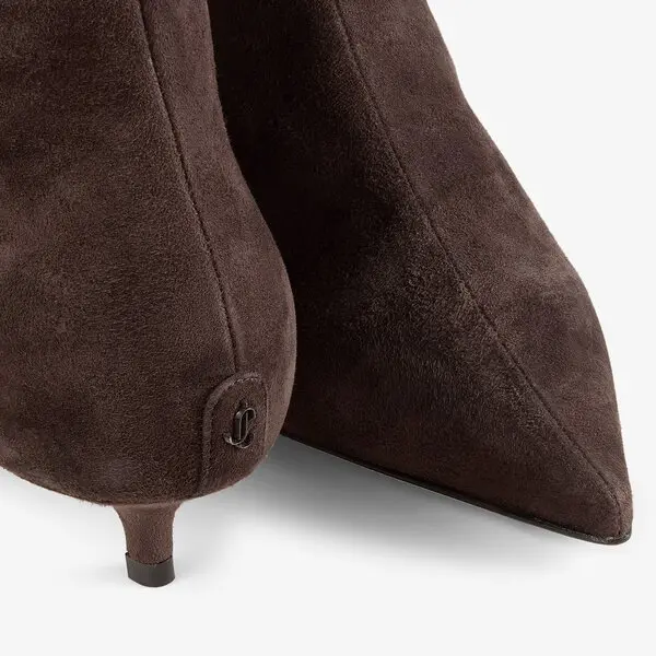JIMMY CHOO Amis Knee Boot Chocolate Suede Knee High Boots Chocolate