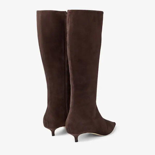 JIMMY CHOO Amis Knee Boot Chocolate Suede Knee High Boots Chocolate