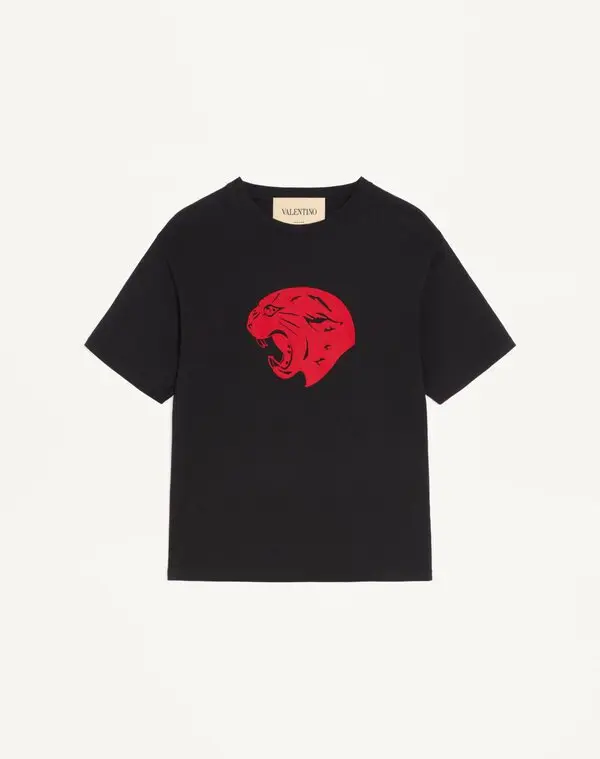 Valentino Garavani Cotton T-shirt With Panther Print