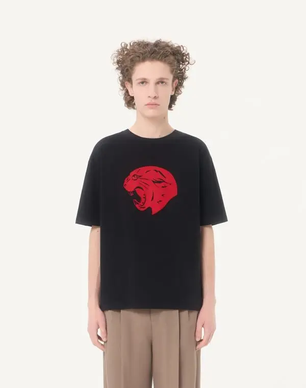 Valentino Garavani Cotton T-shirt With Panther Print