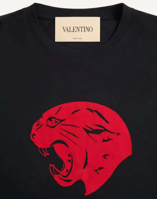 Valentino Garavani Cotton T-shirt With Panther Print