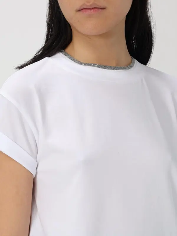 Brunello Cucinelli Embellished Crewneck T-shirt - White