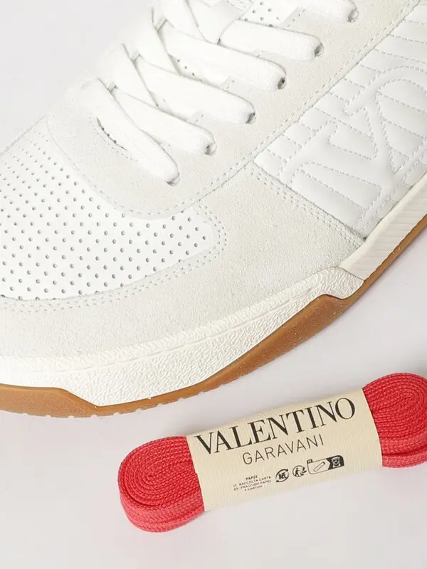 Valentino Garavani Sparry Leather And Suede Sneakers