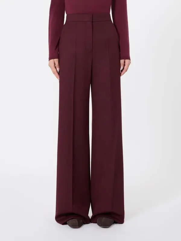Max Mara High-waisted Wool Trousers - Wine-coloured