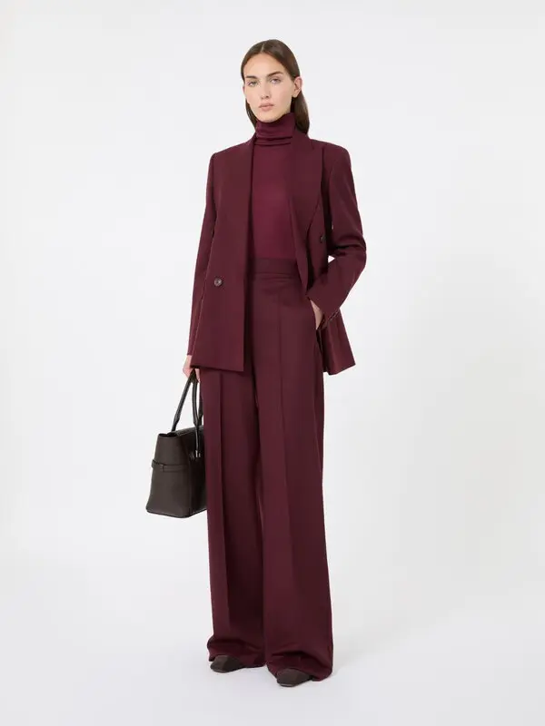 Max Mara High-waisted Wool Trousers - Wine-coloured