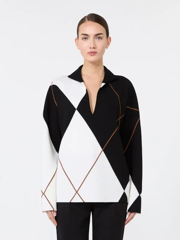 Max Mara Relaxed-cut Argyle Wool Yarn Sweater