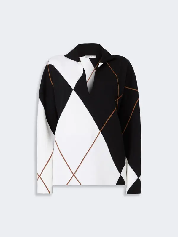 Max Mara Relaxed-cut Argyle Wool Yarn Sweater