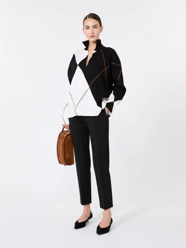 Max Mara Relaxed-cut Argyle Wool Yarn Sweater