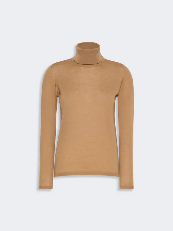 Max Mara Wool Yarn Polo-neck Sweater - Camel