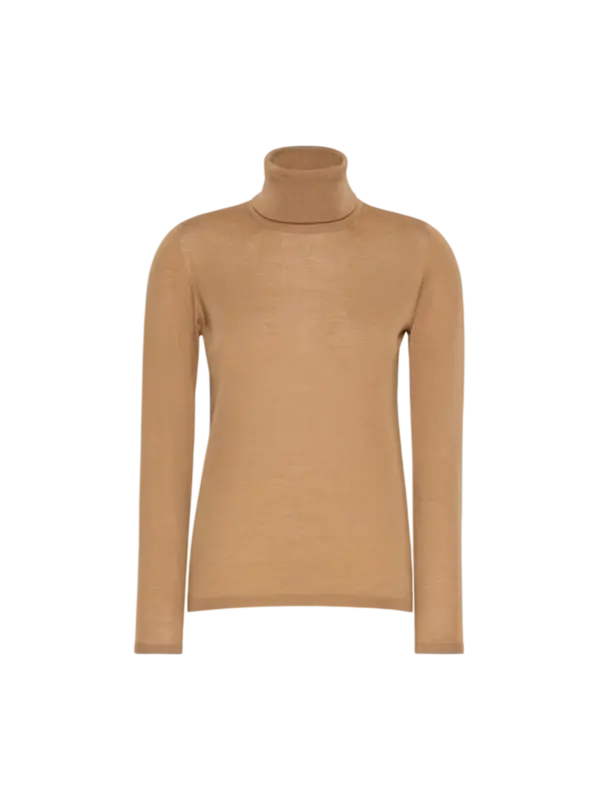 Max Mara Wool Yarn Polo-neck Sweater - Camel