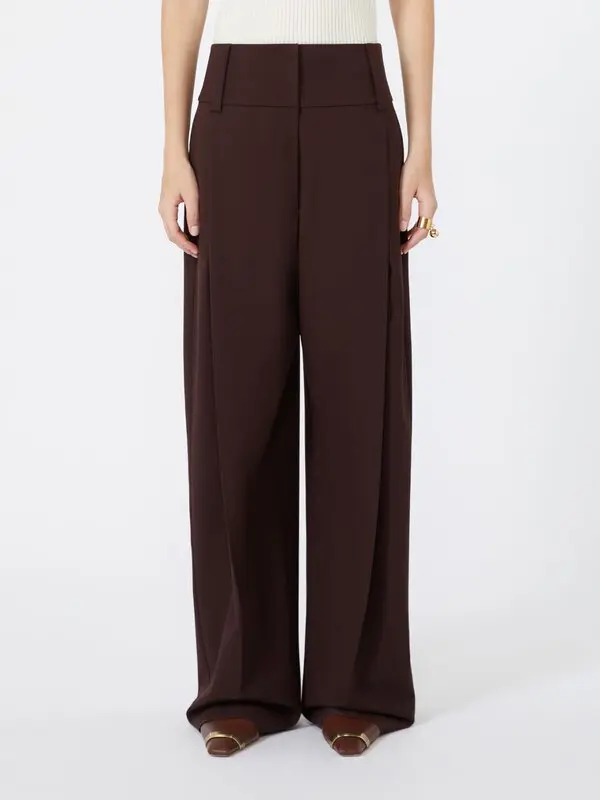 Max Mara Stretch Wool Curved-leg Trousers