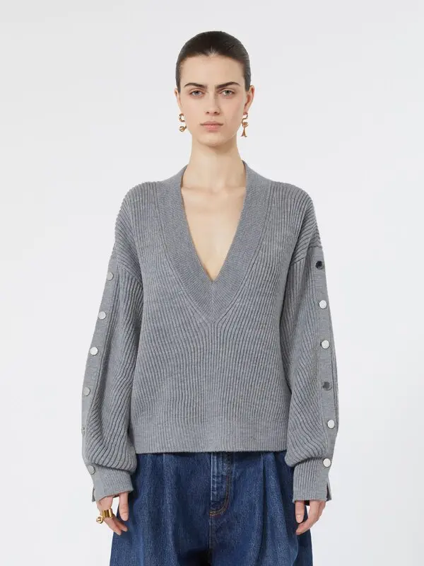 Max Mara Oversized Wool Sweater With Button Detail