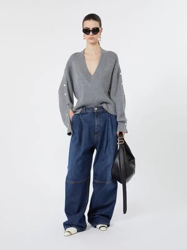 Max Mara Oversized Wool Sweater With Button Detail