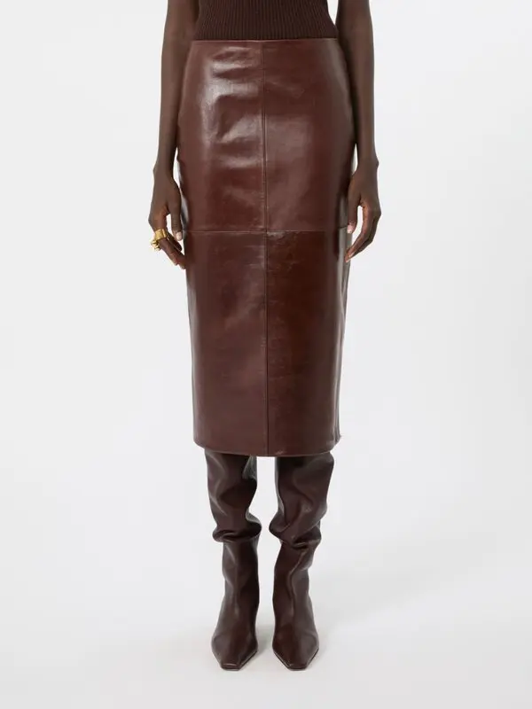 Max Mara Nappa Leather Midi Skirt