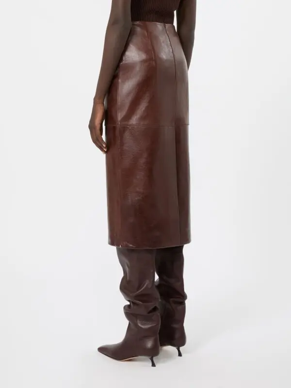 Max Mara Nappa Leather Midi Skirt