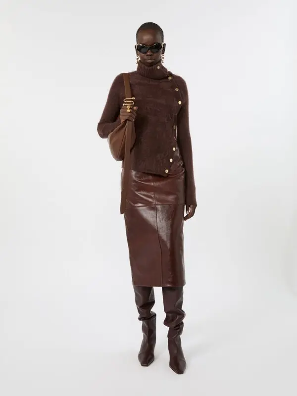 Max Mara Nappa Leather Midi Skirt