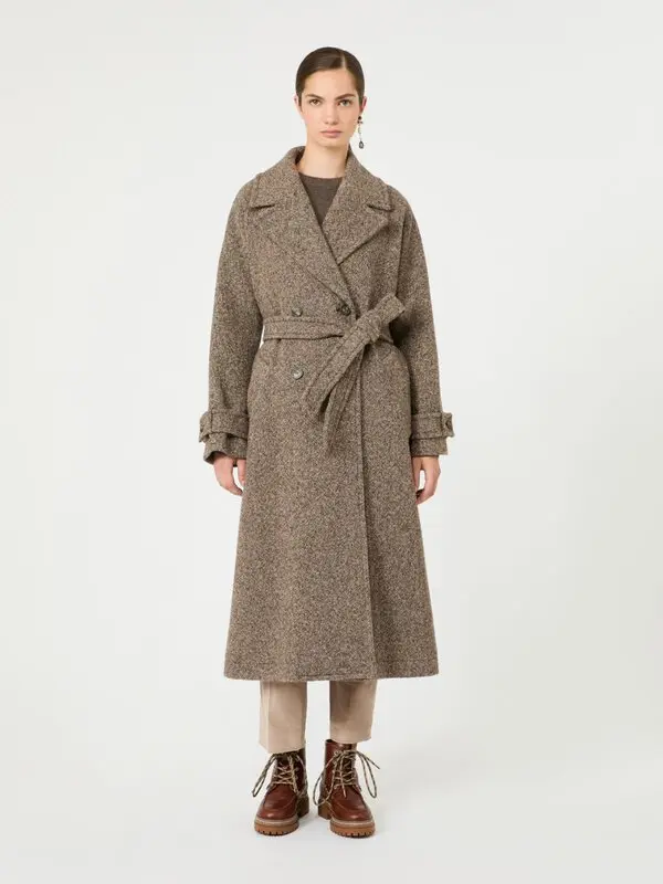 Max Mara Long Wool-blend Tweed Coat