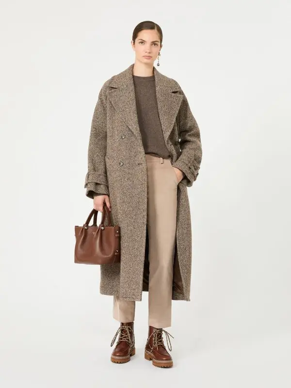 Max Mara Long Wool-blend Tweed Coat